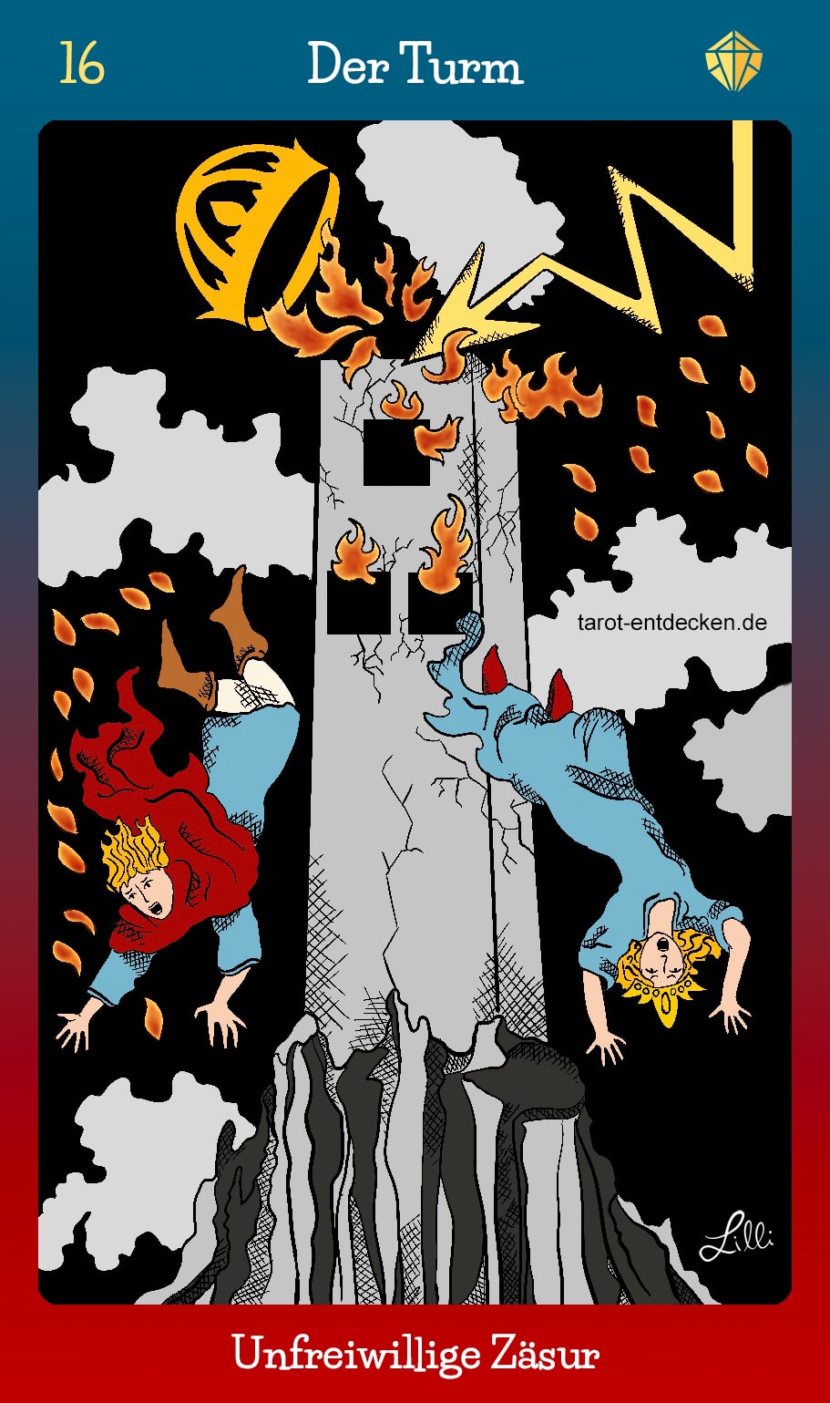 Bedeutung 🔎 Tarotkarte "Der Turm" (Nr. 16) + umgekehrt